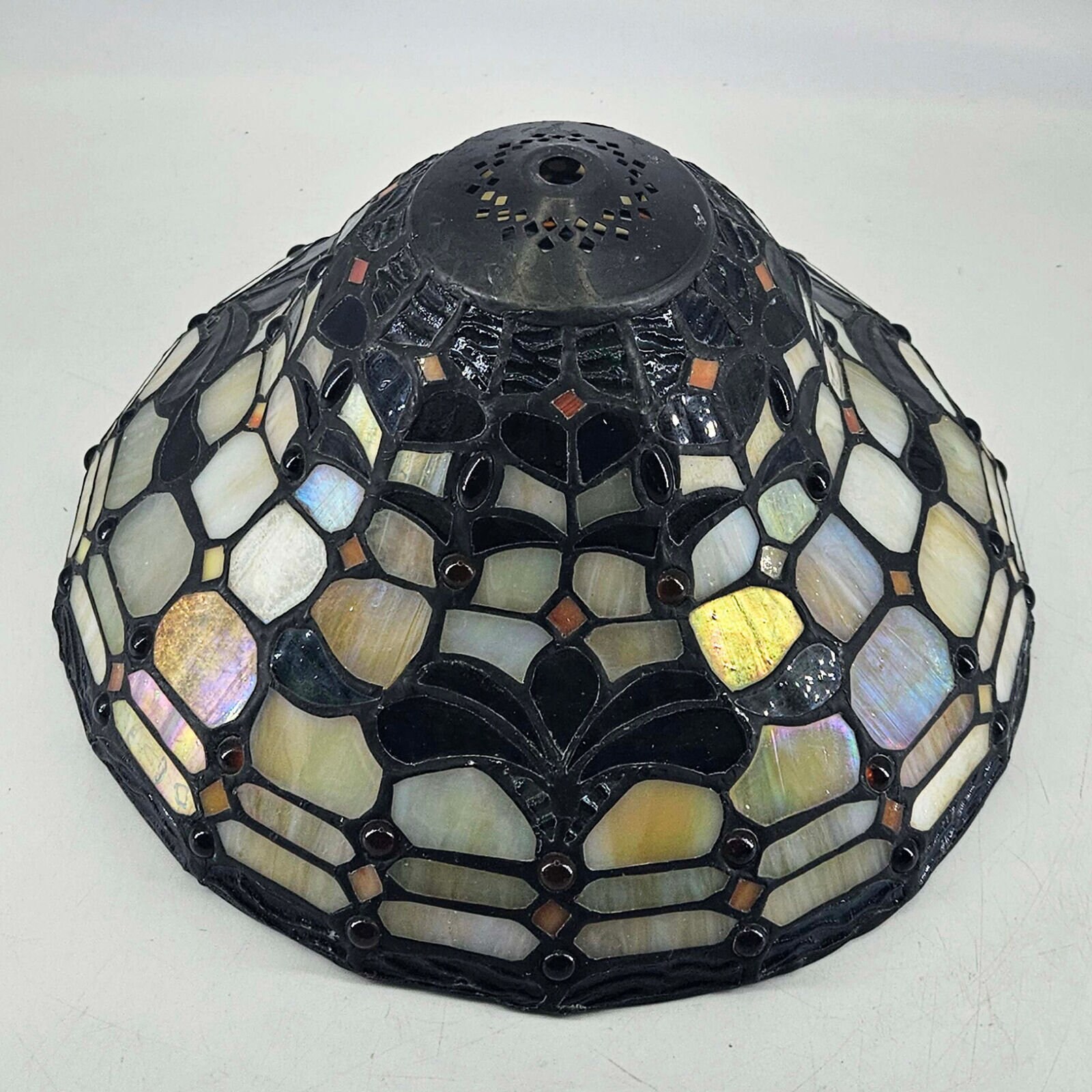 Tiffany Style Stained Glass Iridescent Jeweled Lamp Shade - Etsy