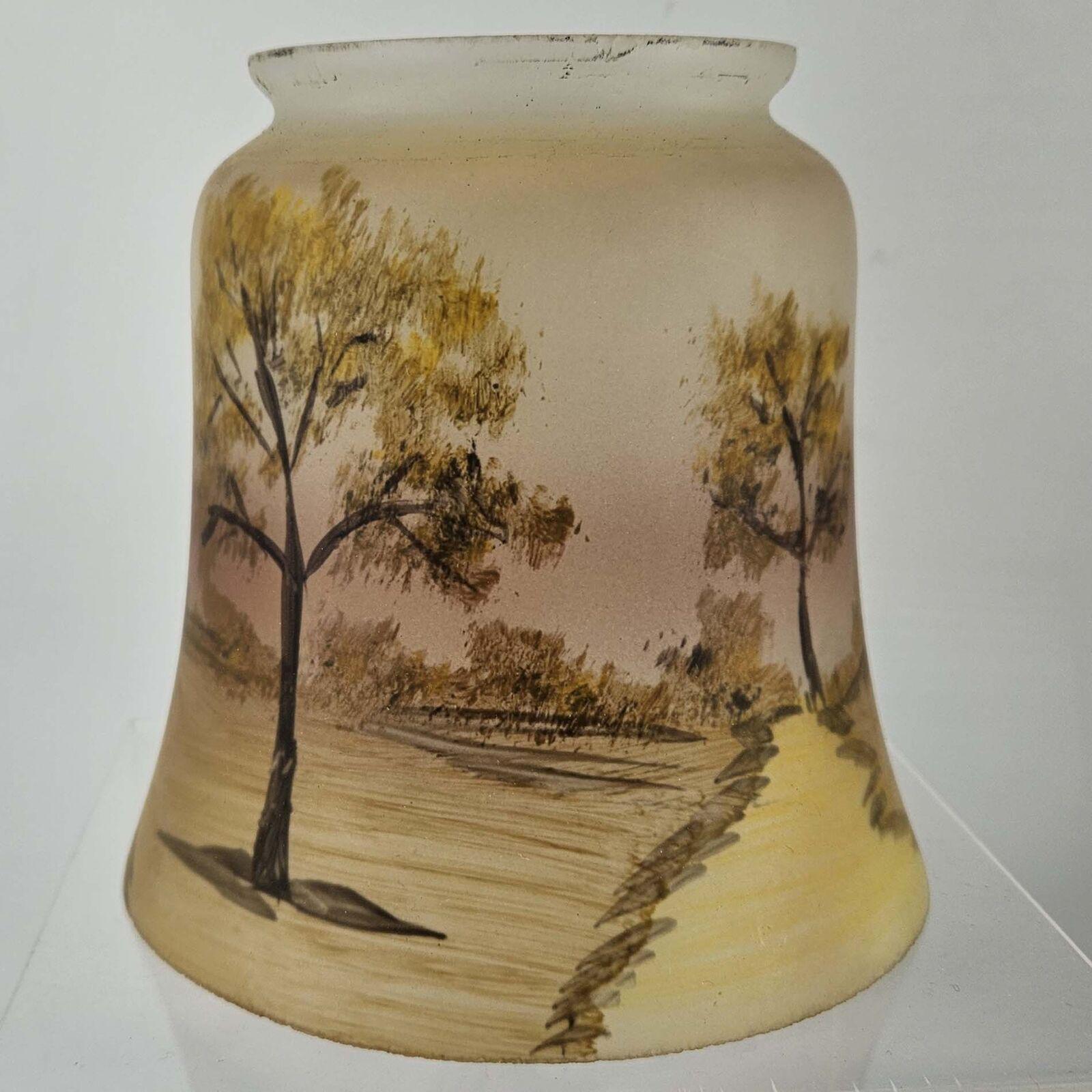 Vintage Hand Painted Glass Lamp Shade Tree Trees Countryside Scenic - Etsy