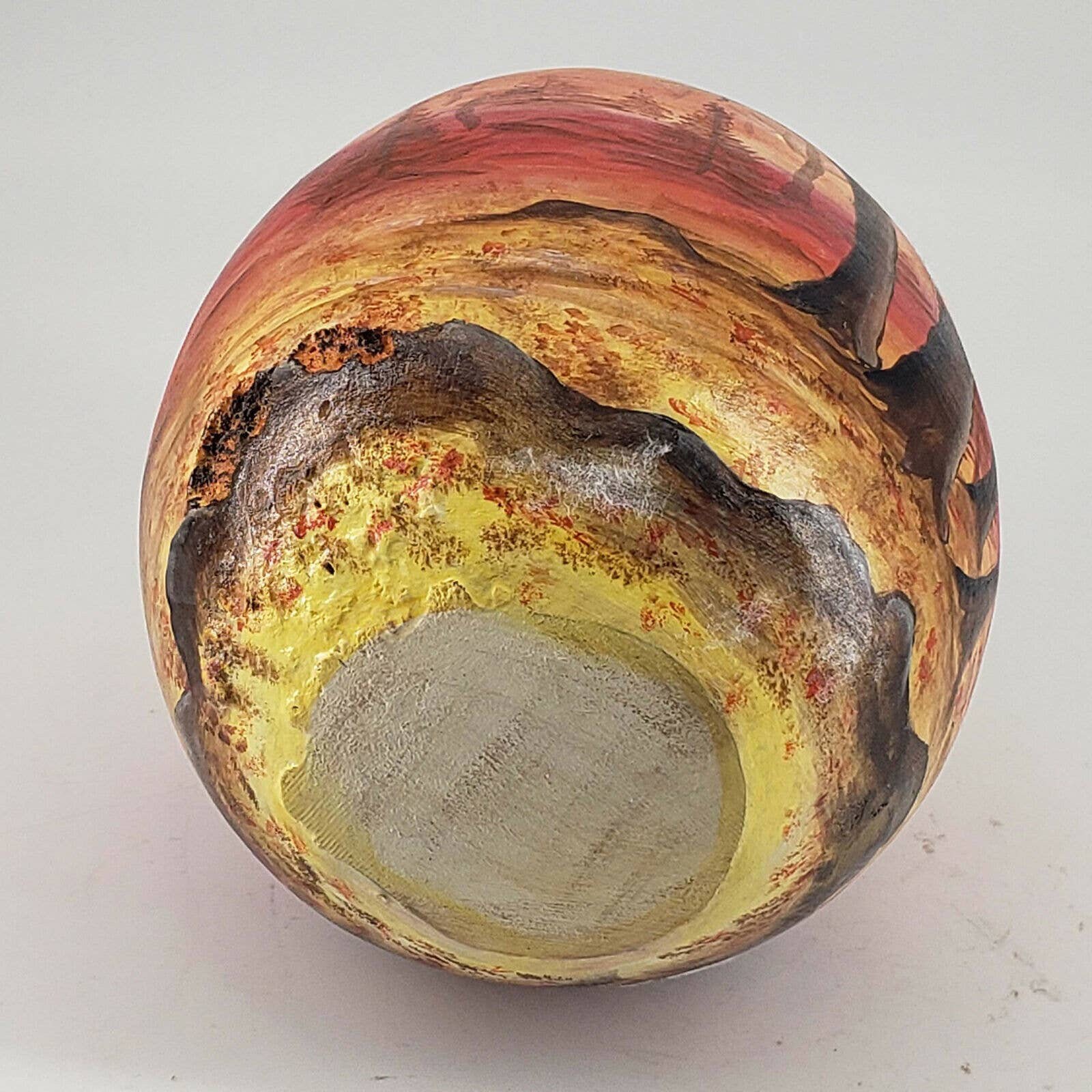 Vintage Hand Painted Coconut Shell Vase Country Sceene Woods - Etsy