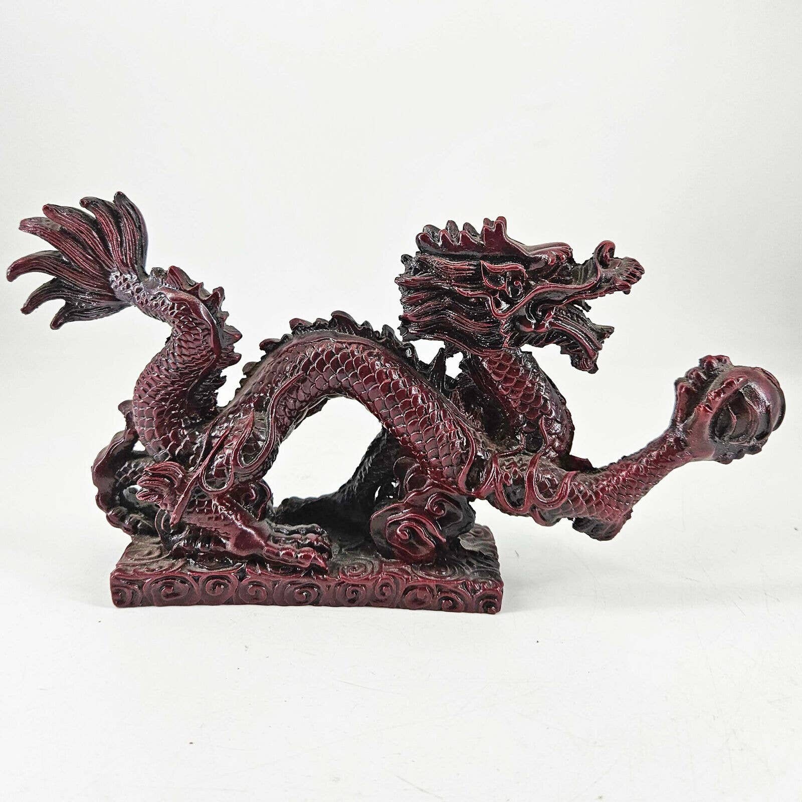 Vintage Chinese Feng Shui Dark Red Dragon Figurine W Ball - Etsy
