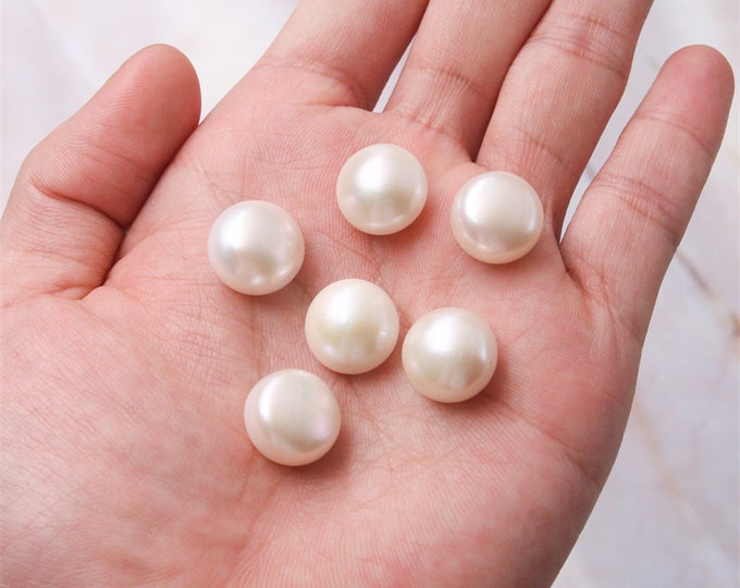 Big Half Drilled Freshwater Pearls Large White Pearl Bread - Etsy
