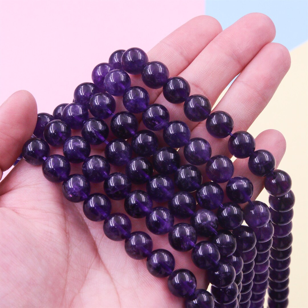 Natural Amethyst Round Beads,healing Energy Loose Gemstone Beads,for ...