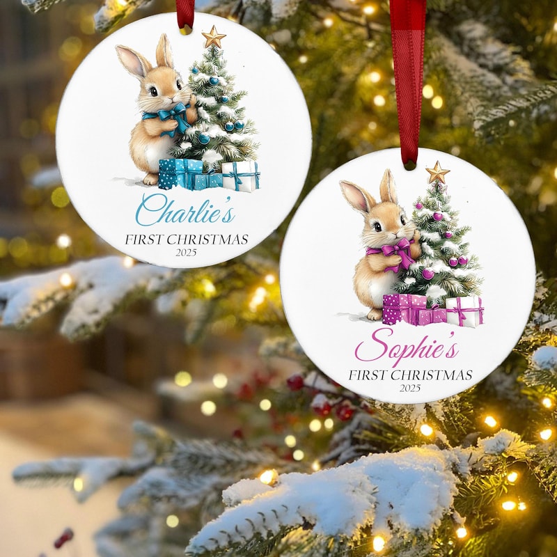 Bunny Pink Ornament - Etsy UK