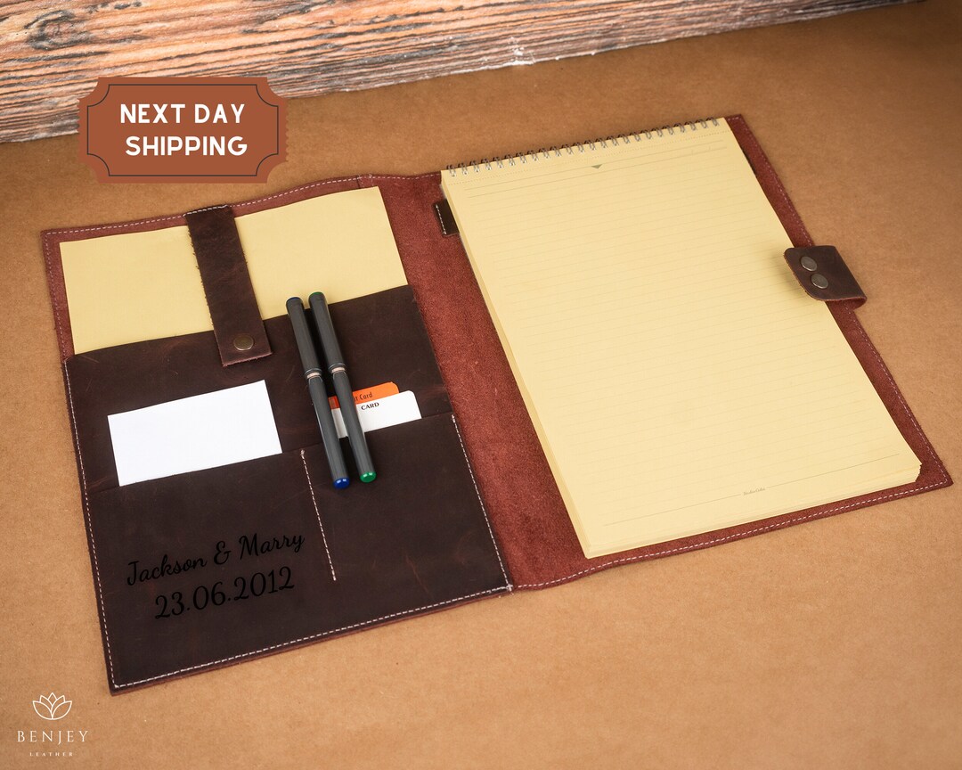 Leather Binder 8.5x11, A4 Notebook Cover for Mens, Custom Notepad ...