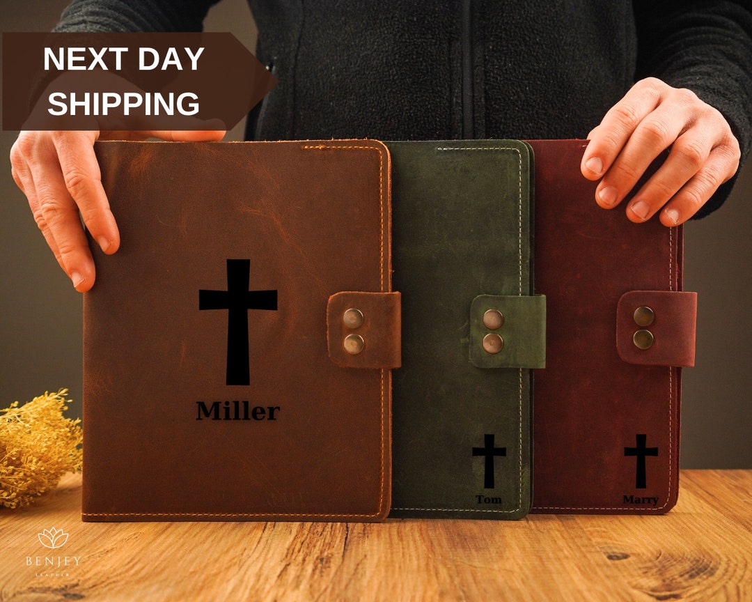 Custom Leather Bible Cover, Christian Gifts for Men, Leather Journal ...