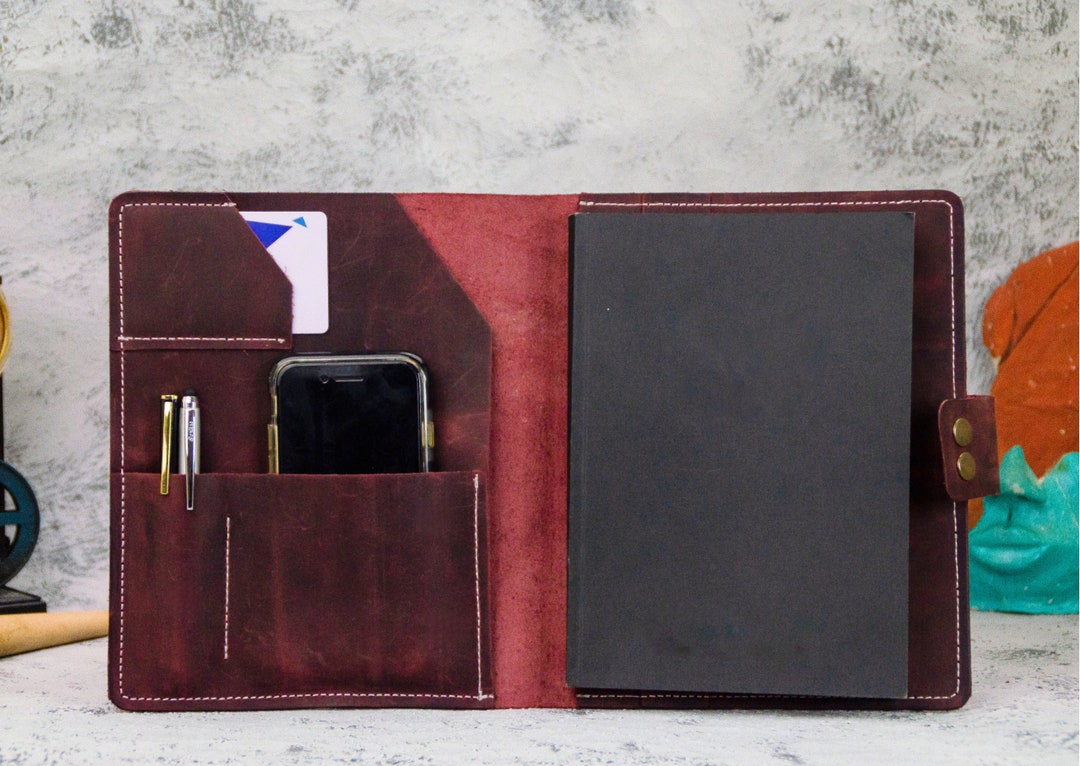 A5 Leather Journal Cover Personalized Leather Portfolio - Etsy