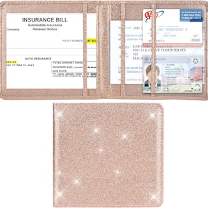 Bling Car Registration and Insurance Holder, Vehicle Glove Box Car ...