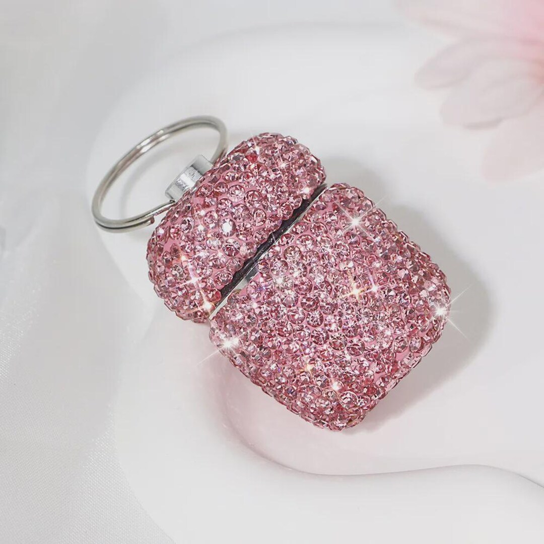 Bling Rhinestone Pill Case Keychain – Sparkly Waterproof Travel ...