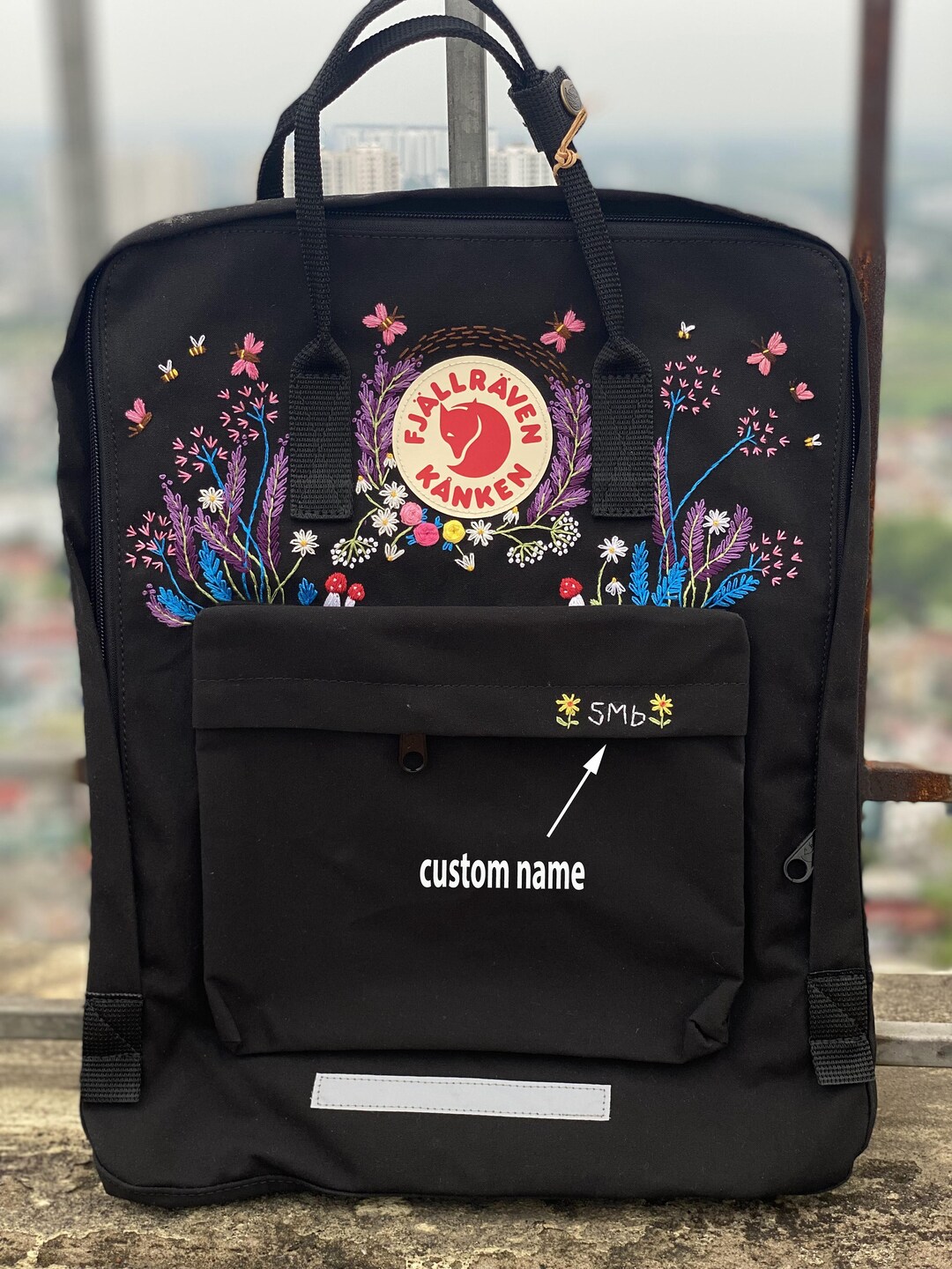 Fjallraven Kanken Embroidery Design Flowers ,embroidered Fjallraven ...