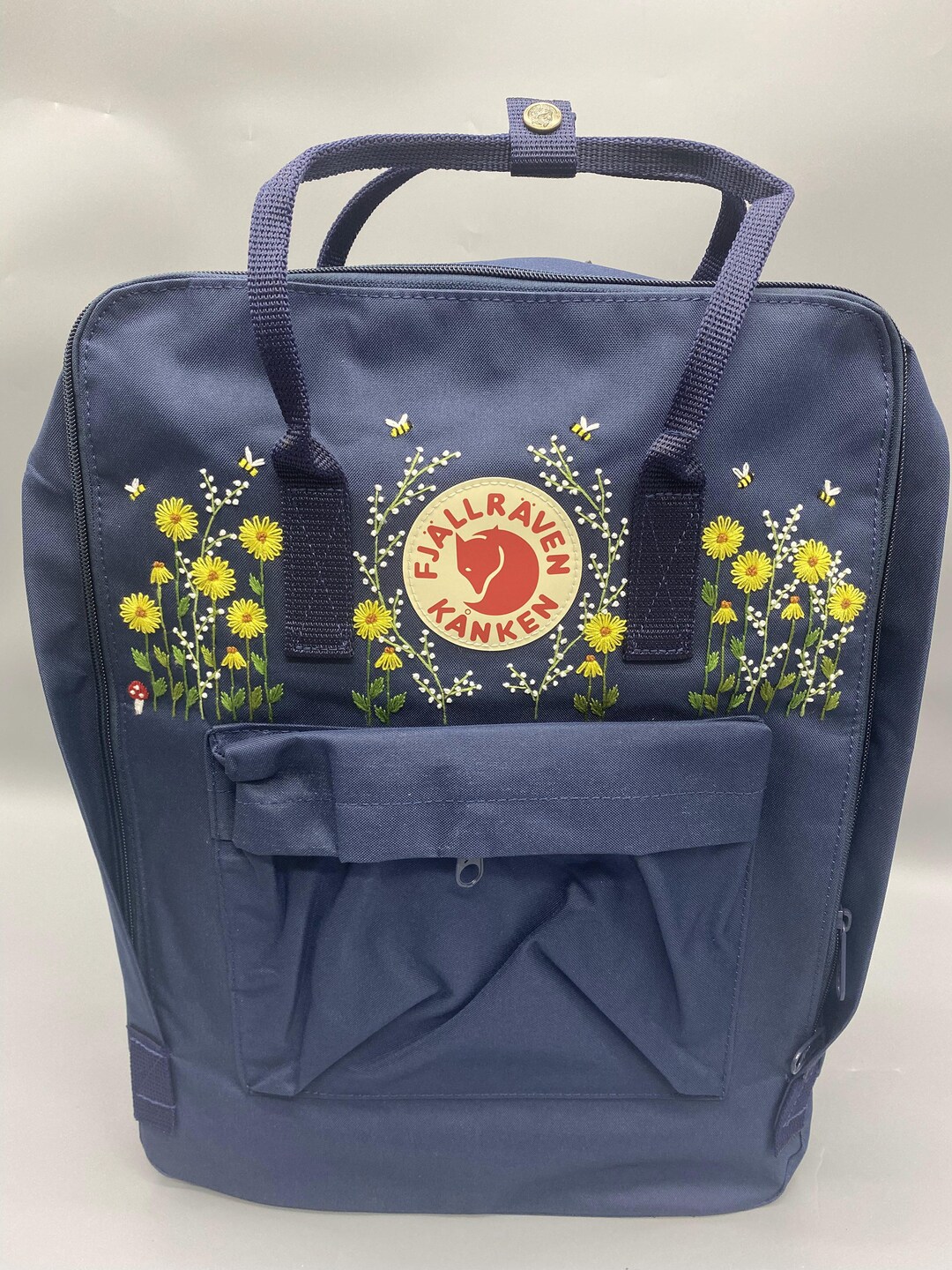 Hand Embroidery on Fjallraven Kanken Backpack With Flowers/ Fjallraven ...