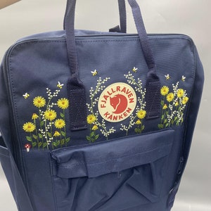 Hand Embroidery on Fjallraven Kanken Backpack With Flowers/ Fjallraven ...