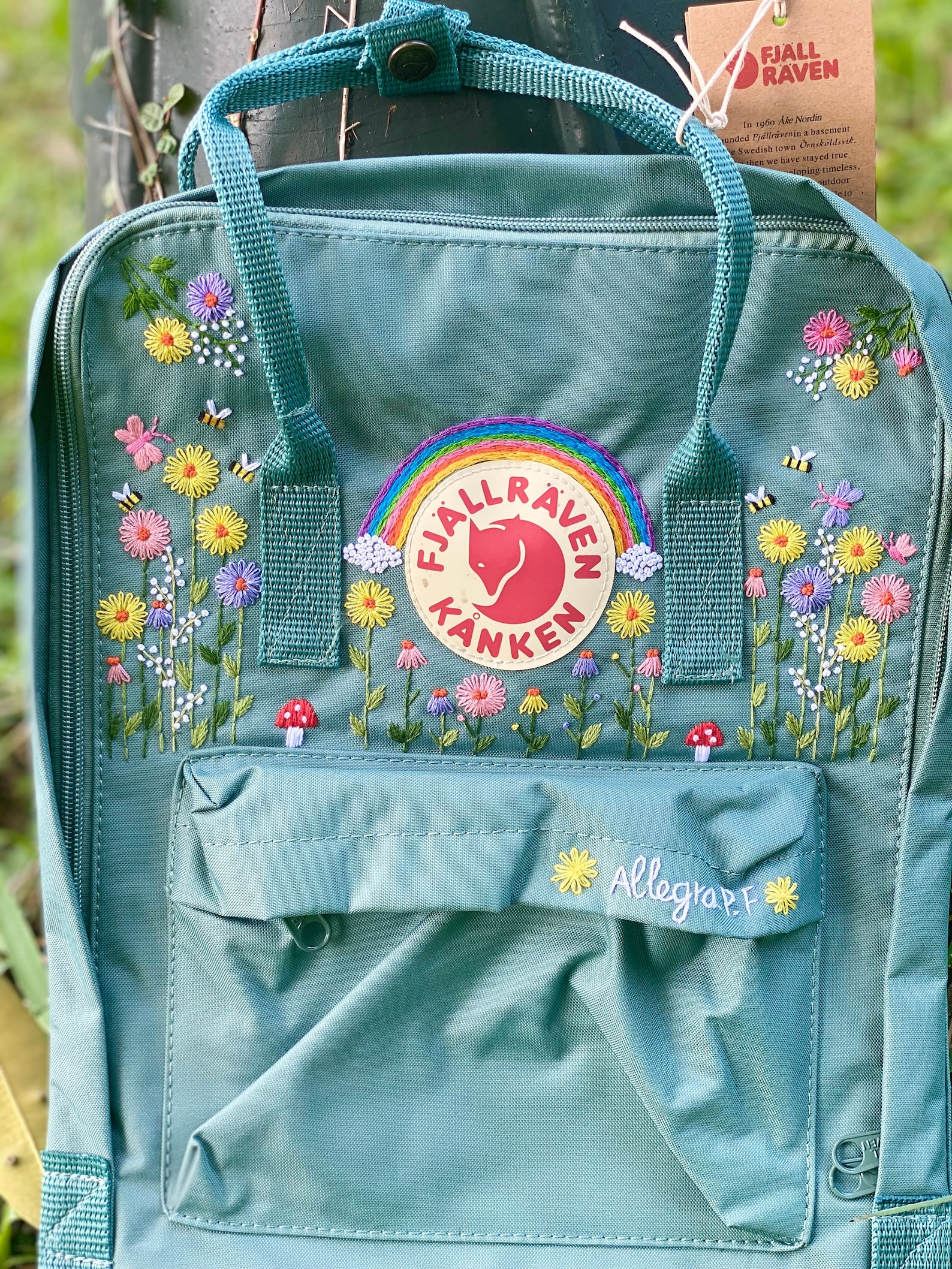 Hand Embroidery on Fjallraven Kanken Backpack With Flowers and - Etsy