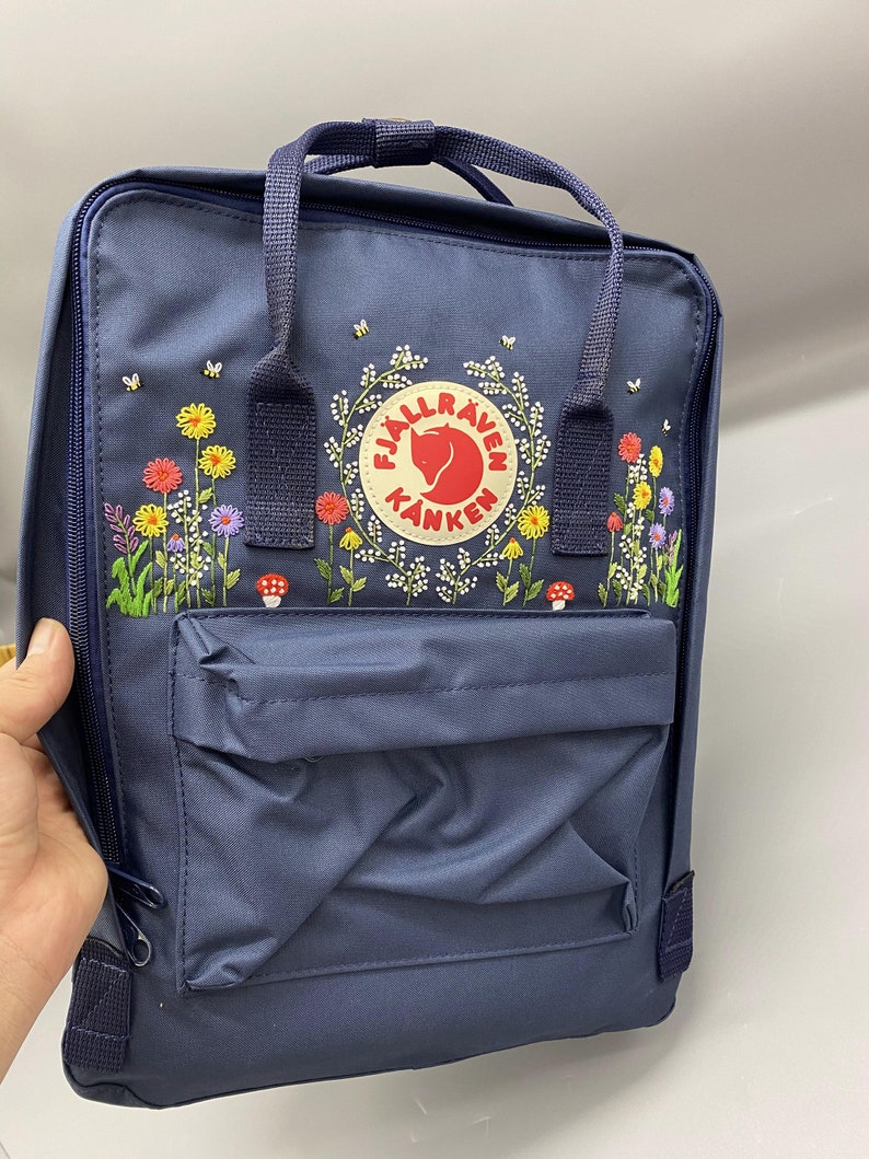 Floral Embroidered Fjallraven Kanken Backpack,customized Flower Hand ...
