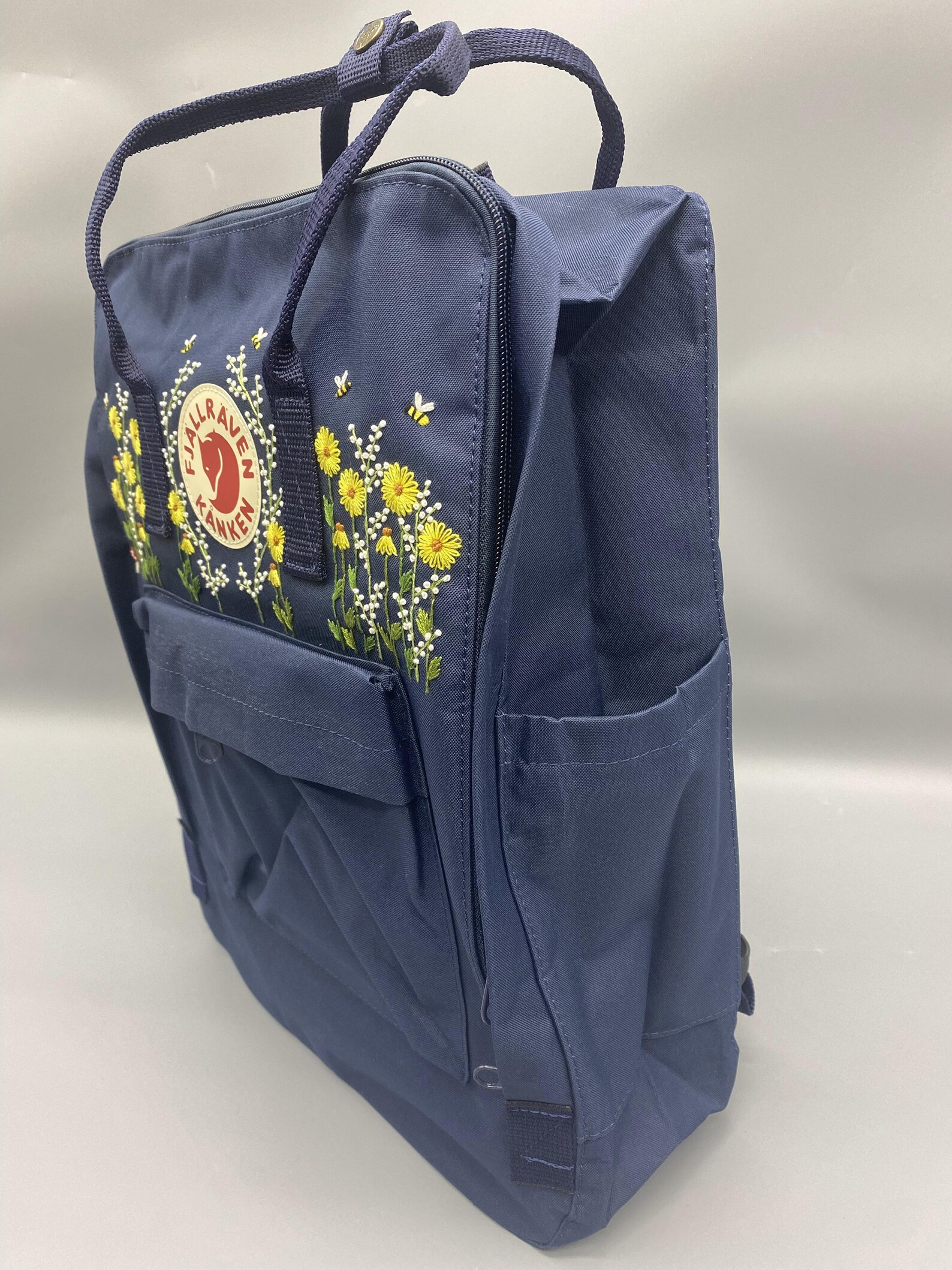 Hand Embroidery on Fjallraven Kanken Backpack With Flowers/ Fjallraven ...