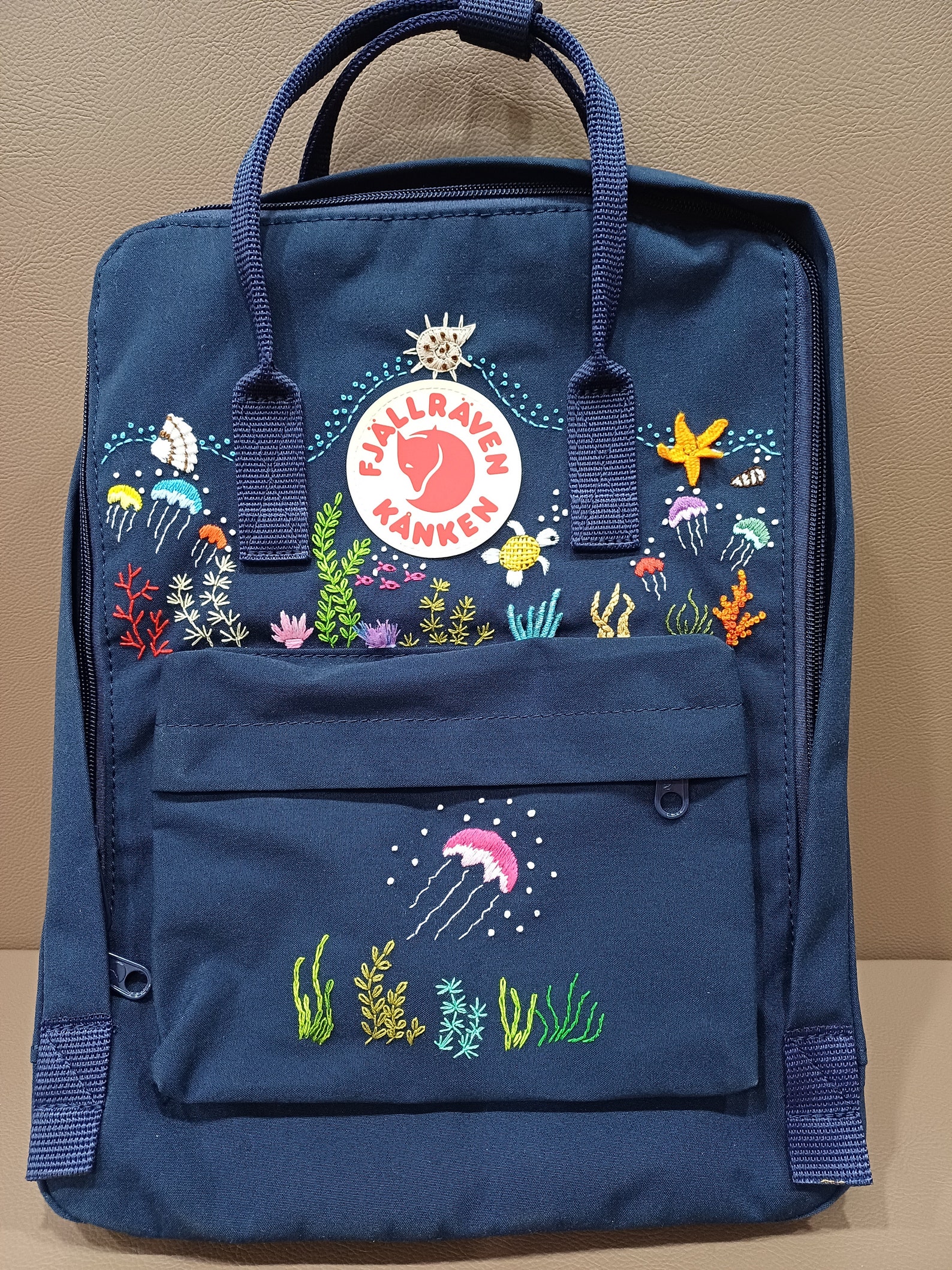 Ocean Embroidered Fjallraven Kanken Backpack/ Kanken Backpack ...