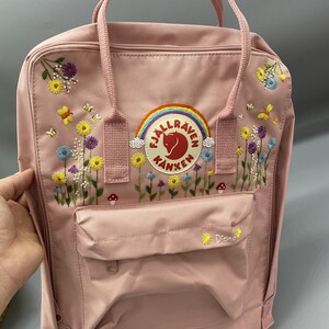 Fjallraven Kanken Backpack Embroidered With Forest Flowers and Rainbows ...