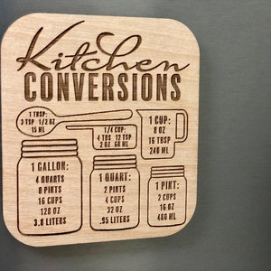 Kitchen Measurement Conversions - Refrigerator Magnet - Etsy