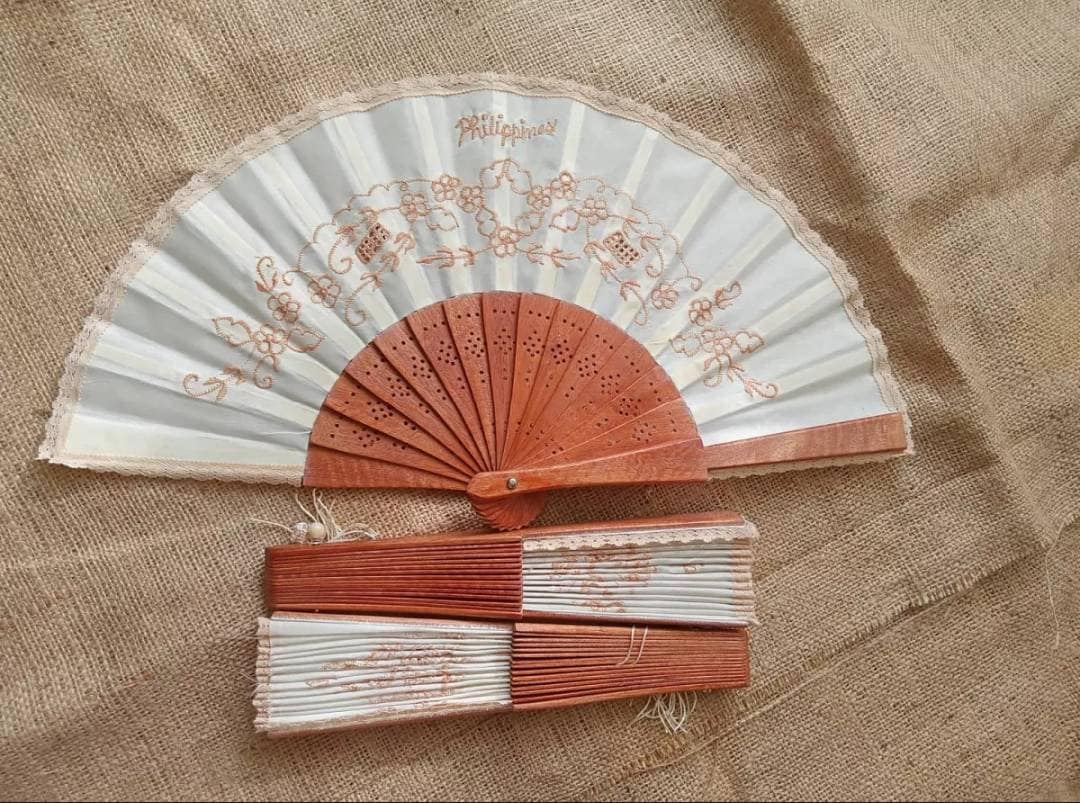 Pamaypay Philippines Embroidered hand Fan White Handle & - Etsy