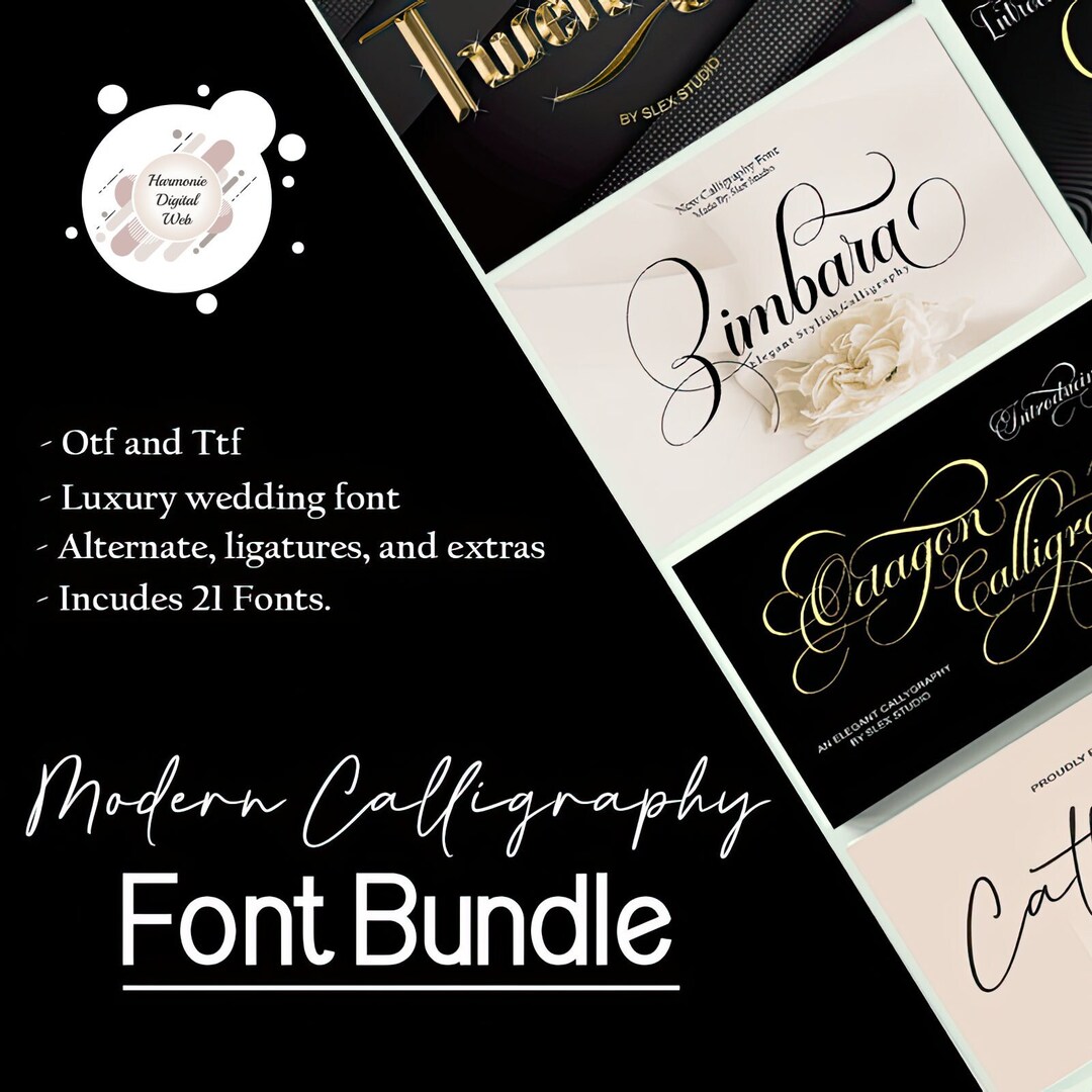 Modern Calligraphy Font Bundle 21 Stunning Fonts for Your Creative ...