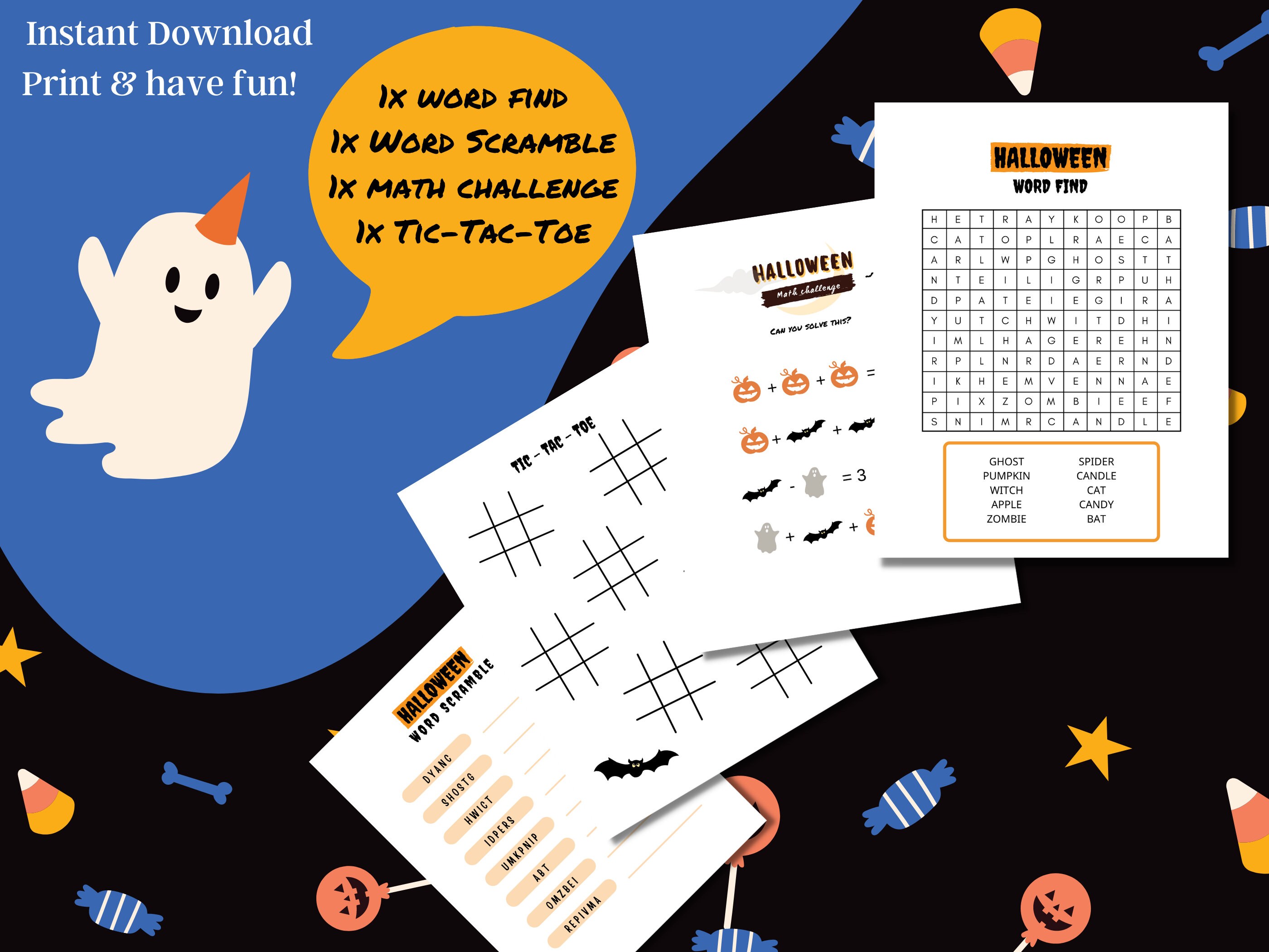 Printable Halloween Activity Pack for Kids, 14 Activity Sheets ...