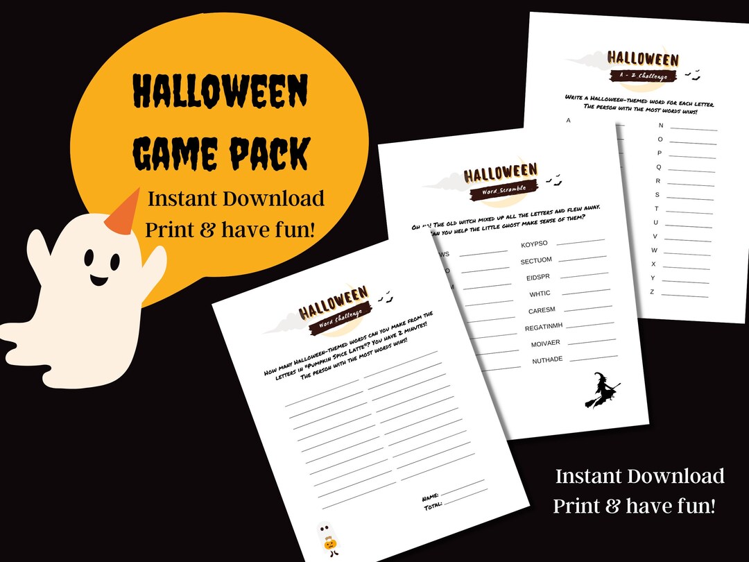 Printable Halloween Games, 3 Halloween Party Games for Families ...