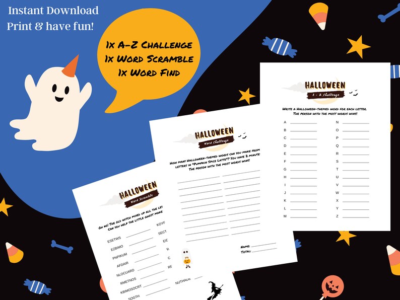 Printable Halloween Games, 3 Halloween Party Games for Families ...