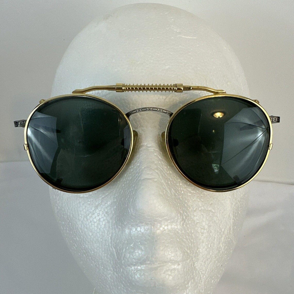 Vintage XOXO Eyeglasses With Clip-on Sunglasses Camoflauge PEW 40 49 21 ...