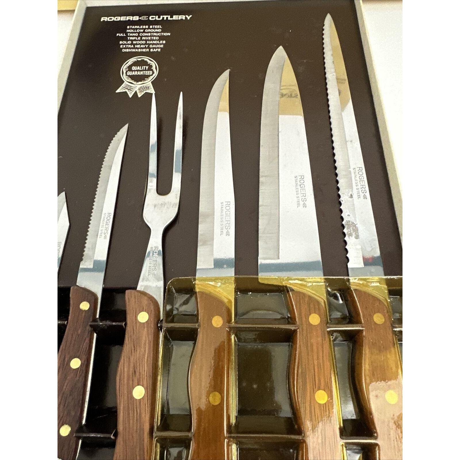 Vintage Rogers Cutlery 6 Piece Wood Handle Knife Cutlery Set Japan ...