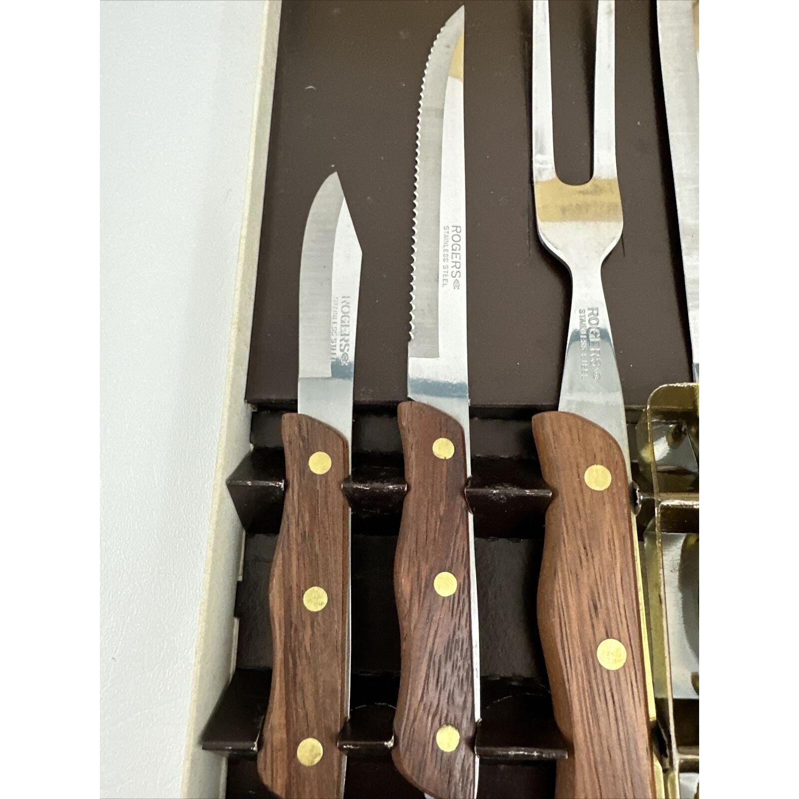 Vintage Rogers Cutlery 6 Piece Wood Handle Knife Cutlery Set Japan ...