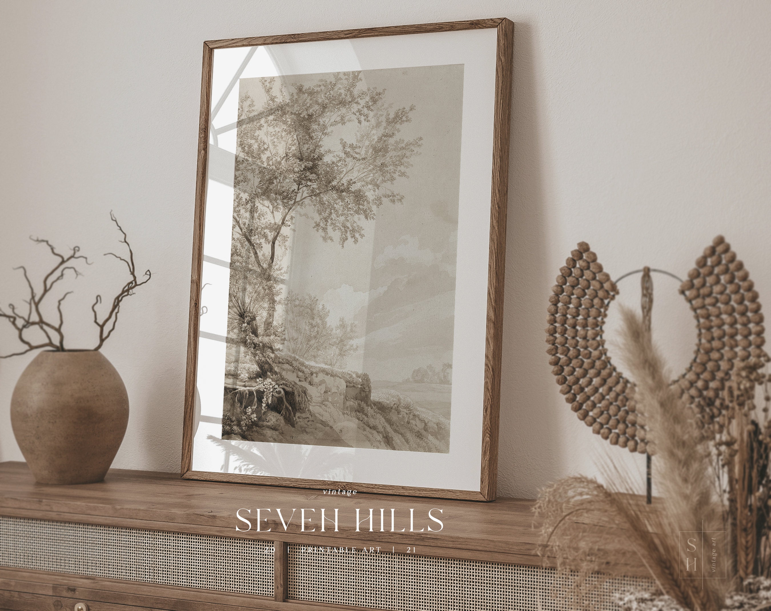 Neutral Tree Sketch Art Print Soft Nature Drawing Rustic - Etsy