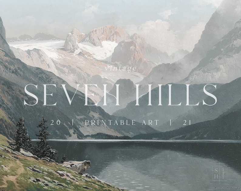 Rustic Mountain Printable Art Vintage Nature Landscape Oil - Etsy