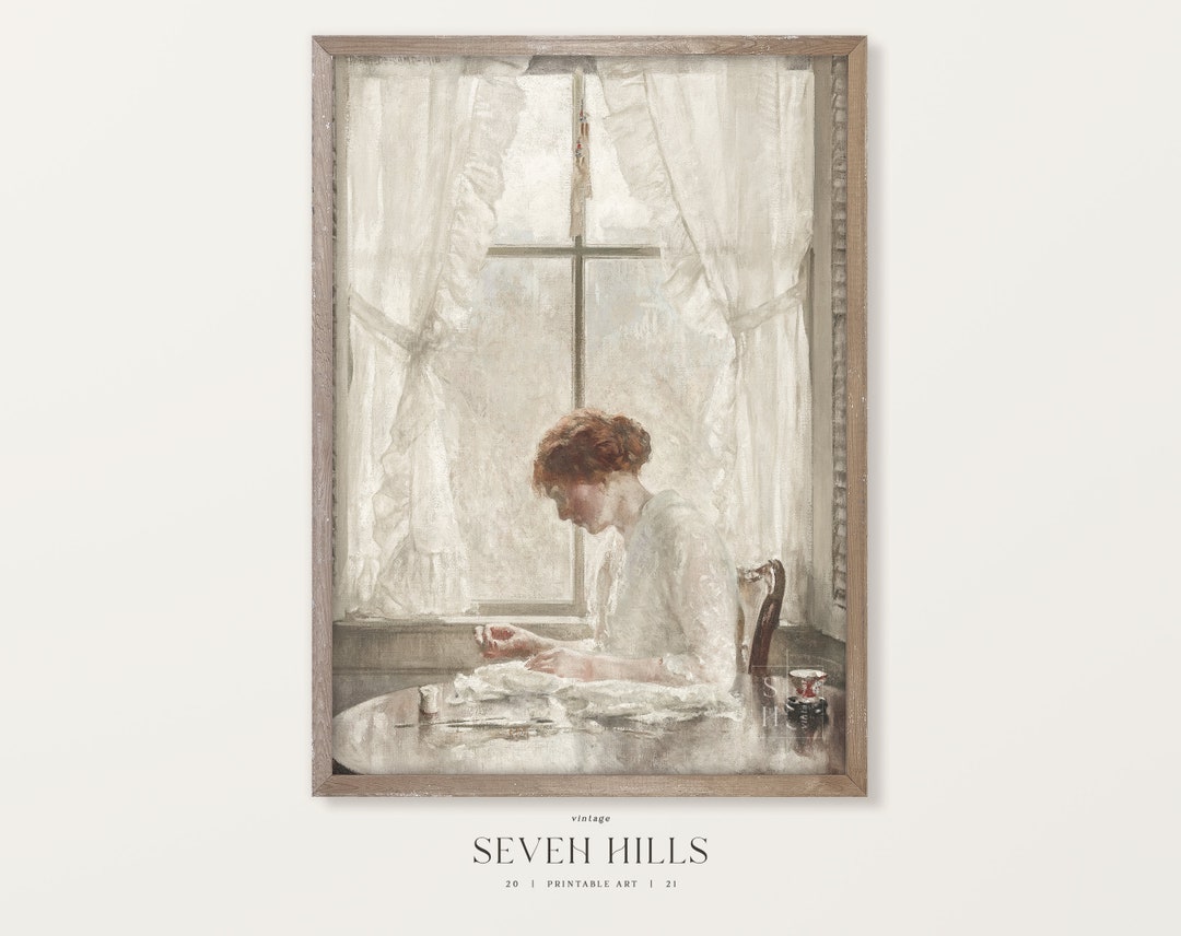 Vintage Woman Painting, Printable Girl Portrait Wall Art, Antique ...