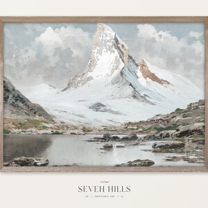 Vintage Mountain Landscape Painting Set, Nature Scenery Art Print ...