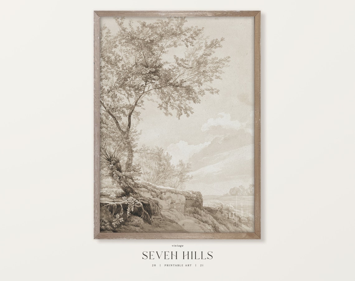 Neutral Tree Sketch Art Print Soft Nature Drawing Rustic - Etsy