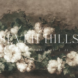 Rustic Floral Printable Art, Vintage Flowers Painting, Kitchen Decor ...