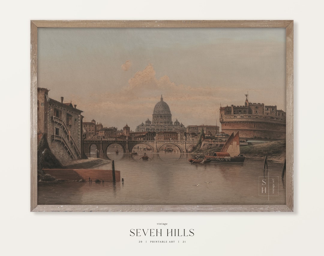 Rome Cityscape Vintage Painting, Antique European City Architecture Art ...