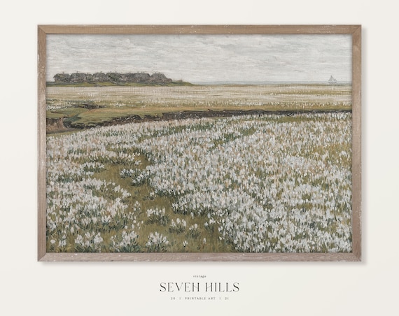 Meadow Painting Spring Landscape Print Vintage Printable - Etsy
