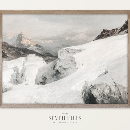 Snowy Woods Landscape Painting Vintage Winter Printable Art - Etsy