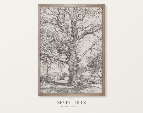 Vintage Tree Sketch Art Botanical Print Printable Antique | Etsy