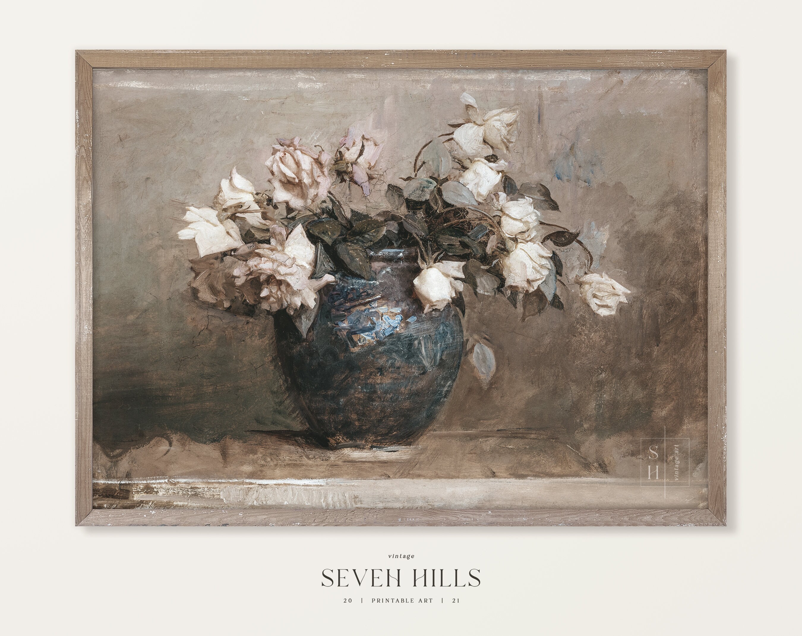 Vintage Flowers Painting Printable Art Rustic Roses Floral - Etsy