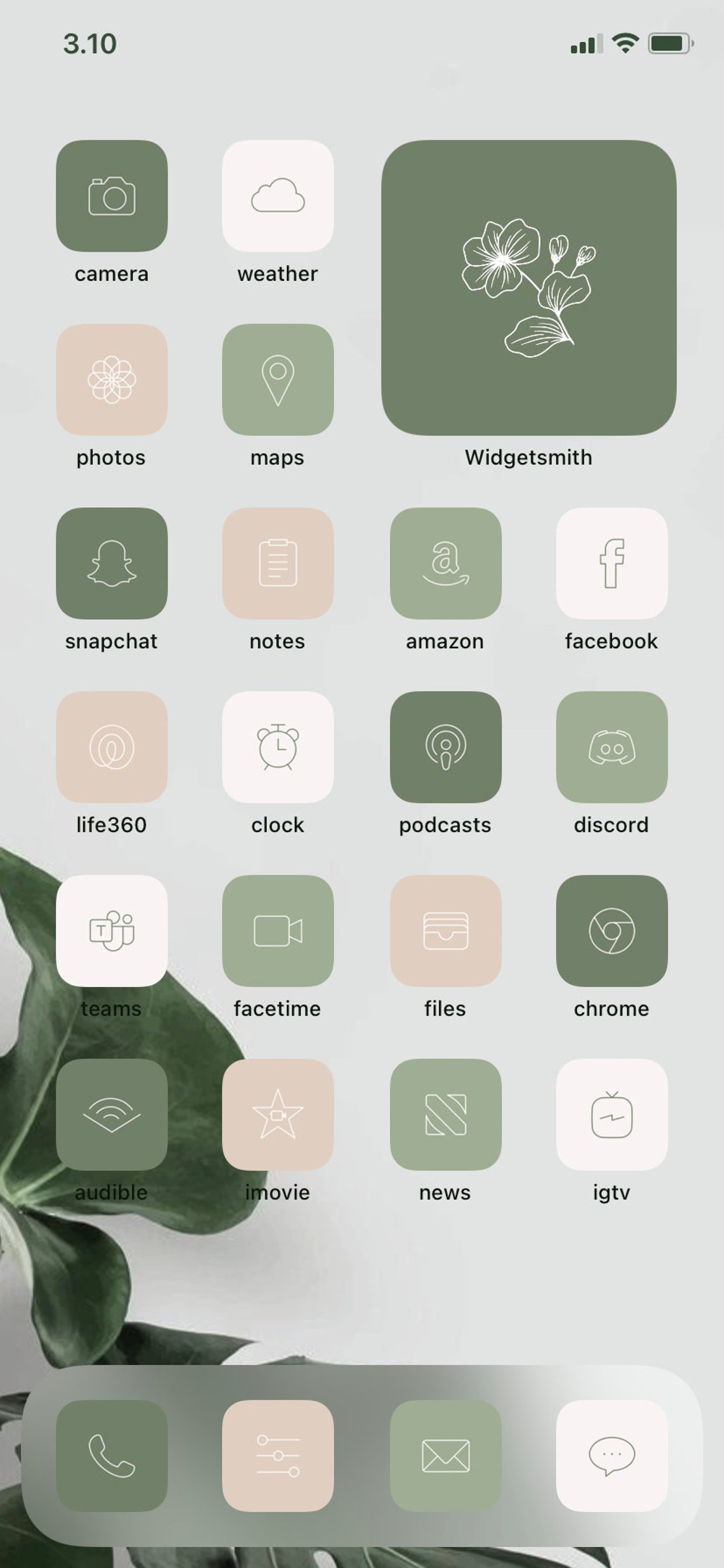 Natural App Icons, Ios 14 App Icons, iPhone Icons, Green & Beige ...
