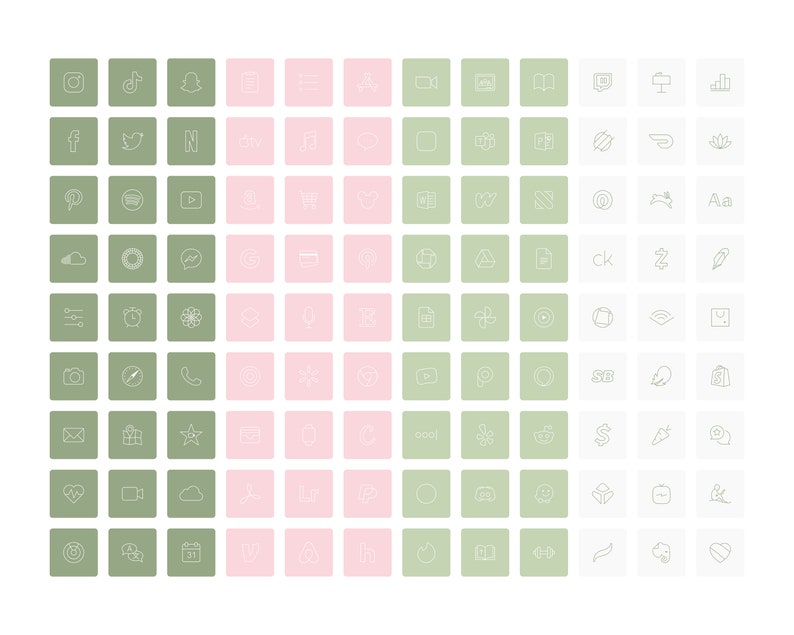 Spring App Icons, Ios 14 App Icons, iPhone Icons, Green & Pink ...