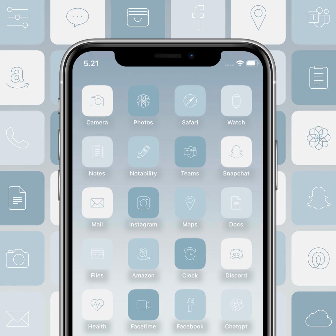 App Icons Blue App Icon Pack for iPhone App Icon Bundle for Ios 14 ...