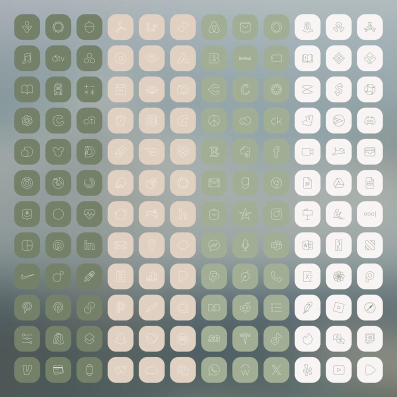 App Icons Green Neutral App Icon Pack for iPhone App Icon Bundle for ...