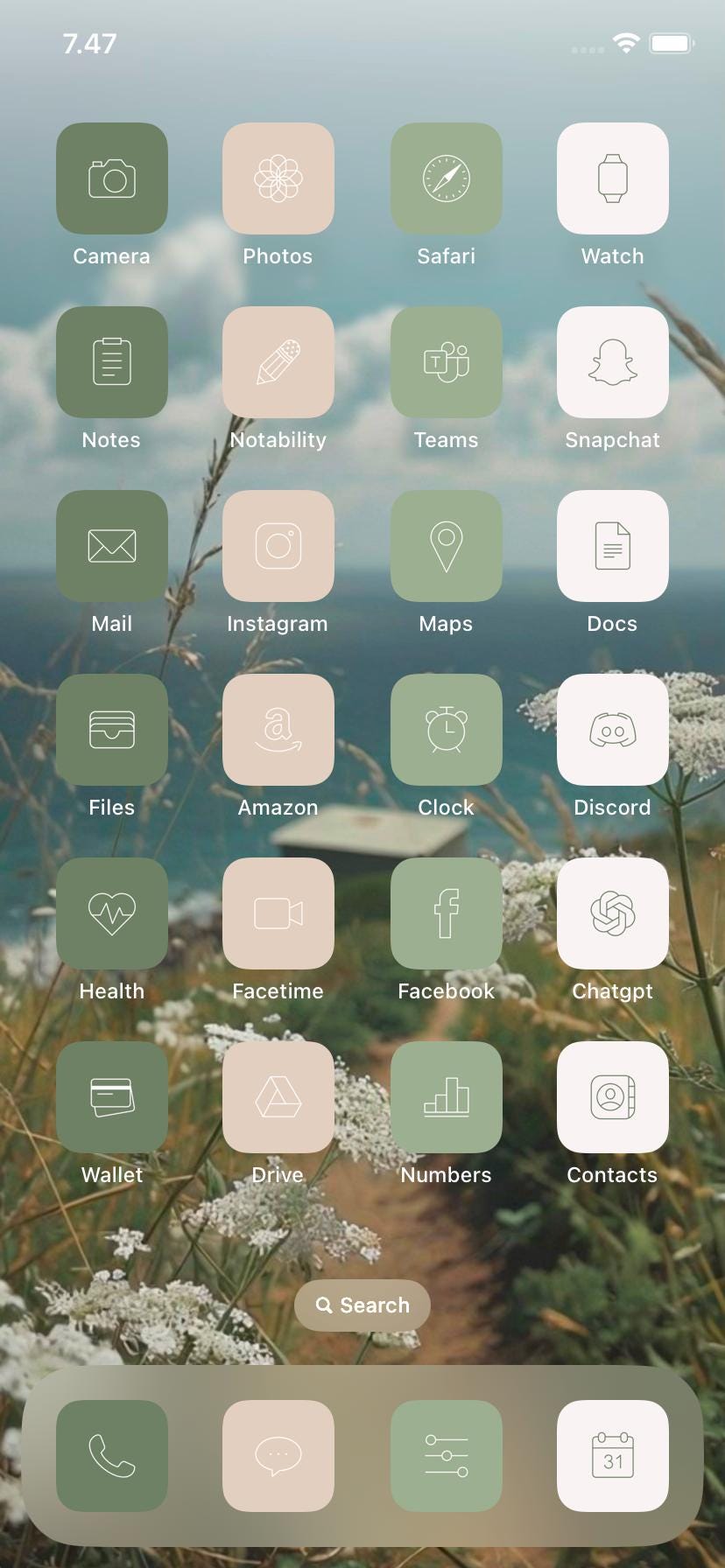 App Icons Green Neutral App Icon Pack for iPhone App Icon Bundle for ...