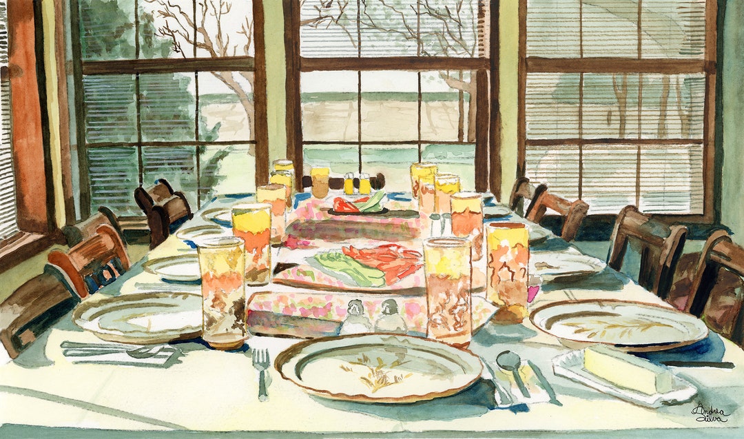 Watercolor Tablescape Still Life Print "memories Gather" - Etsy