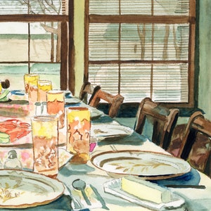 Watercolor Tablescape Still Life Print "memories Gather" - Etsy