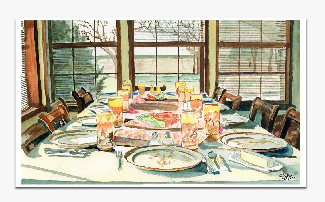 Watercolor Tablescape Still Life Print "memories Gather" - Etsy