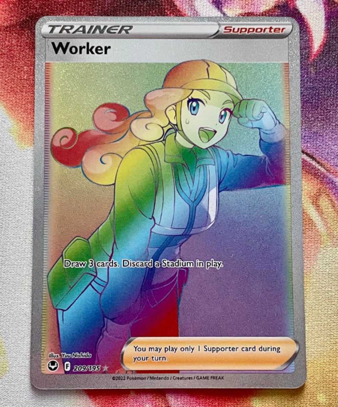 Pokémon TCG Worker 209/195 Rainbow Ultra Rare Silver Tempest NM/M - Etsy