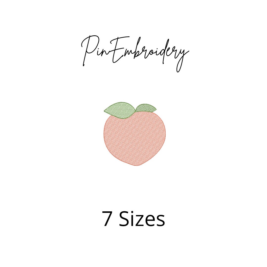 Peach Sketch Stitch Embroidery Design, Quick Stitch Fruit, Summer ...